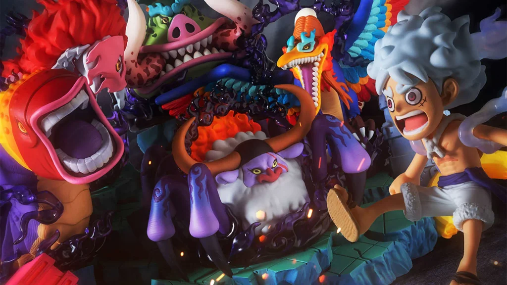 New One Piece figure set recreates Gear 5 Luffy vs. The Five Elders